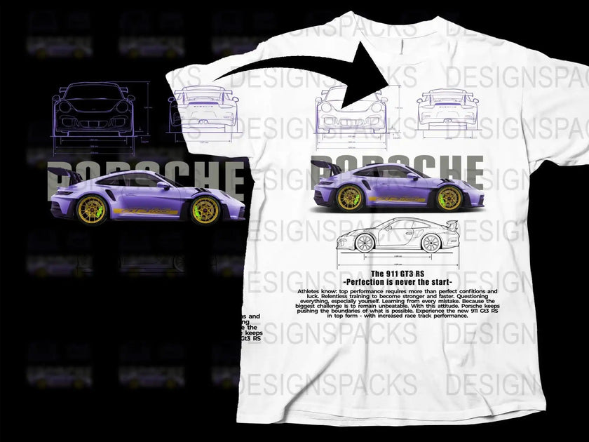Blueprint The 911 GT3 RS Porsche Car er Png Digital Download