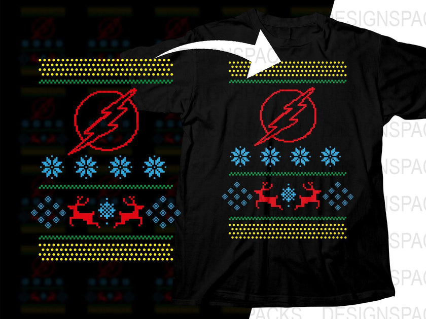 Flash Christmas Lightning Bolt and Reindeer Png Digital Download