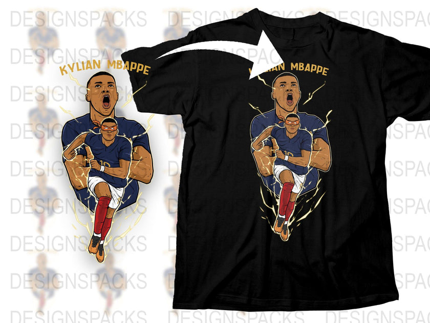 Dynamic Kylian Mbappe Graphic Running Png Digital Download