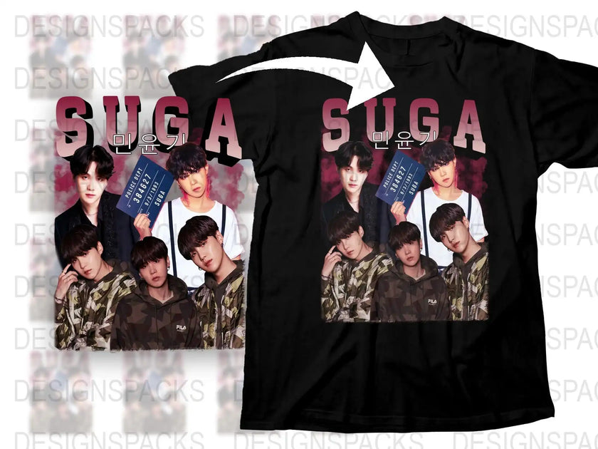Suga BTS Arrest Photo Collage Graphic Design Fan Made Png Digital Down