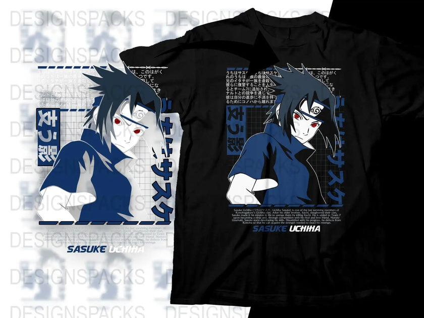 Sasuke Uchiha Design Stylish Men's Graphic Png Digital Download