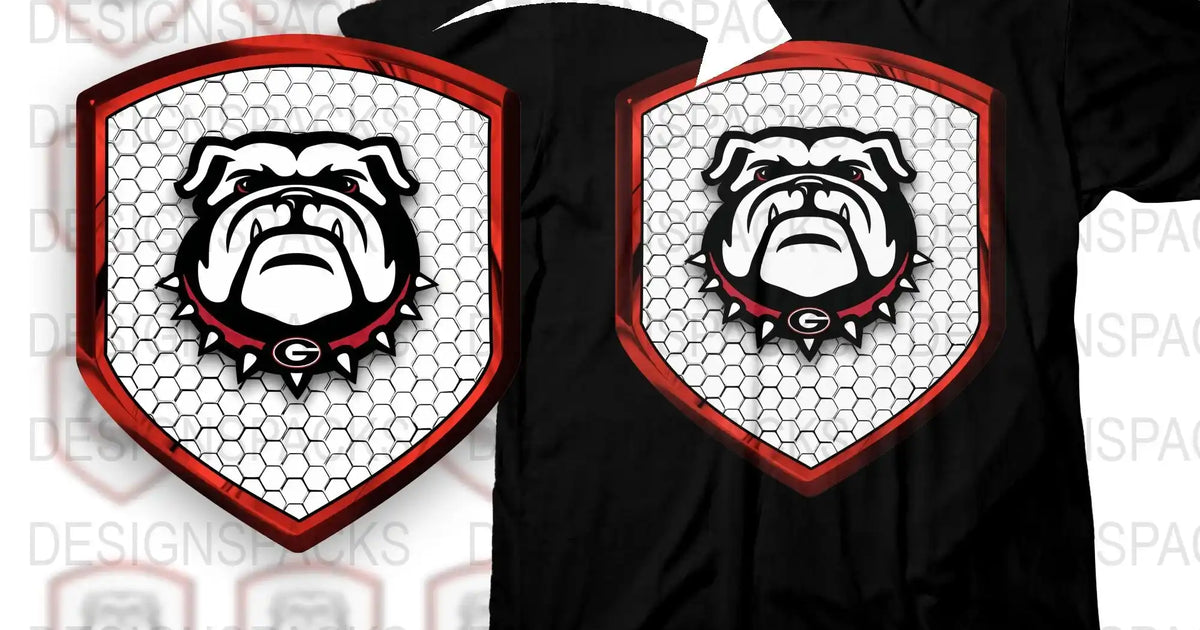 Georgia Bulldogs Shield Design With Honeycomb Texture Png Digital Down ...
