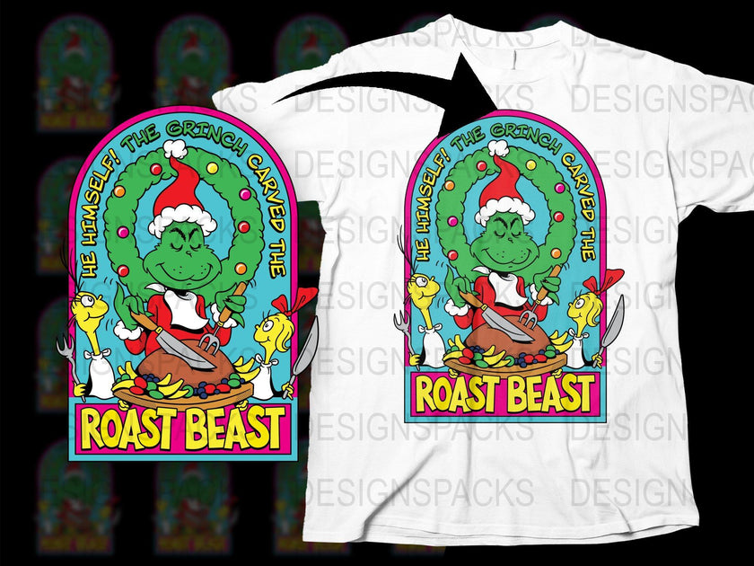 The Grinch Carved The Roast Beast Christmas Png Digital Download