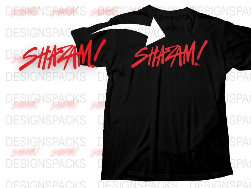 Shazam Logo Graphic Red Text Png Digital Download