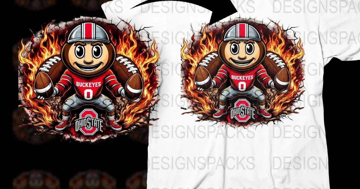 Ohio State Buckeyes Cartoon Mascot Football Png Digital Download ...