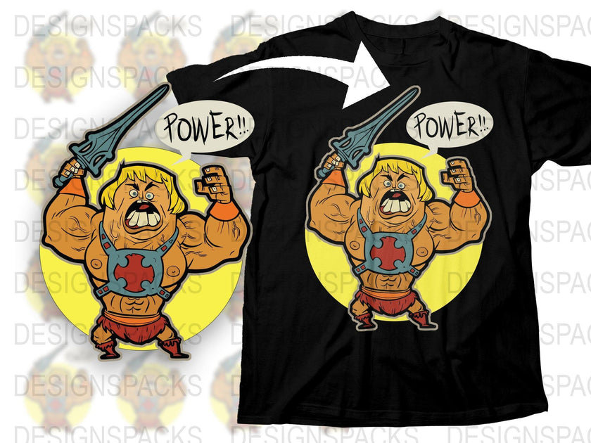 Epic Cartoon Warrior Shouting Power Png Digital Download