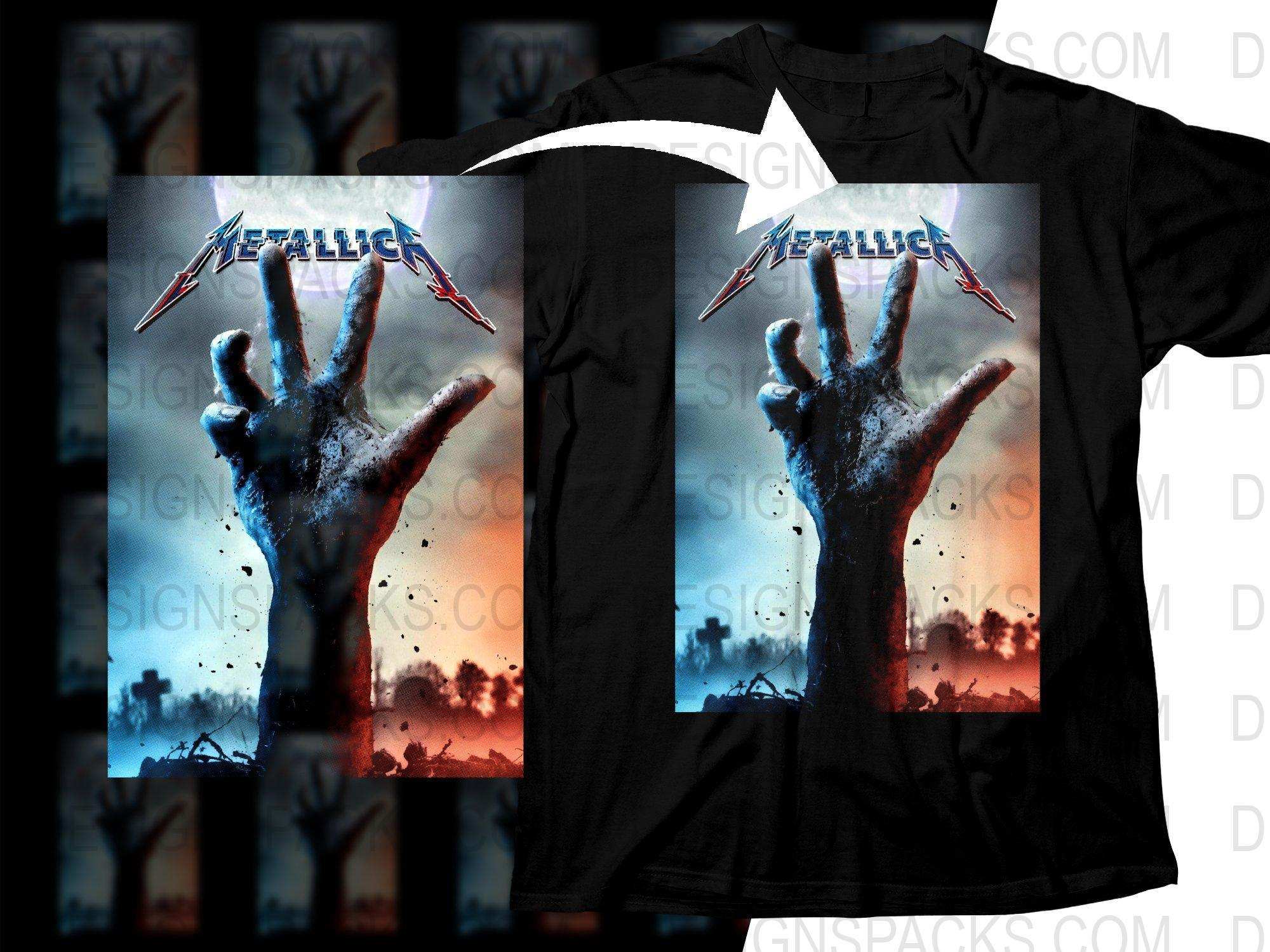 Metallica Epic Album Cover Art With Raised Hand Png Halftone Digital D