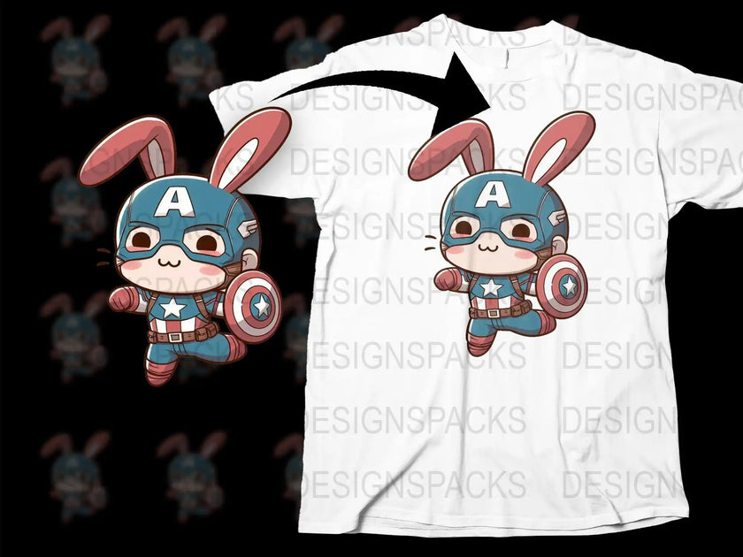Captain America Bunny Graphic Easter Png Digital Download