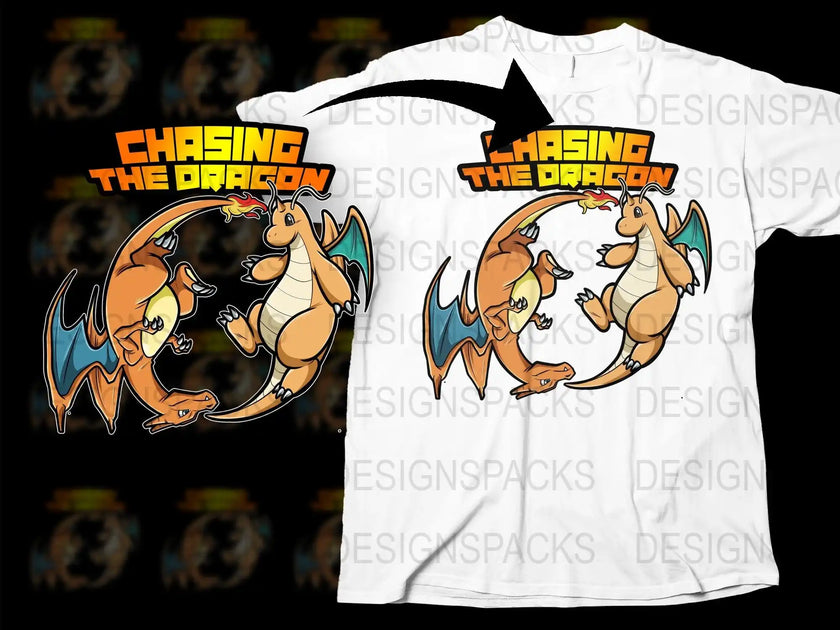 Chasing The Dragon Poke Ball Anime Themed Png Digital Download