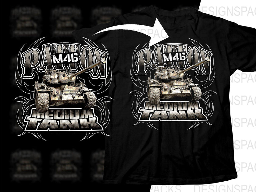 Patton M46 Medium Tank Emblem Graphic Png Digital Download