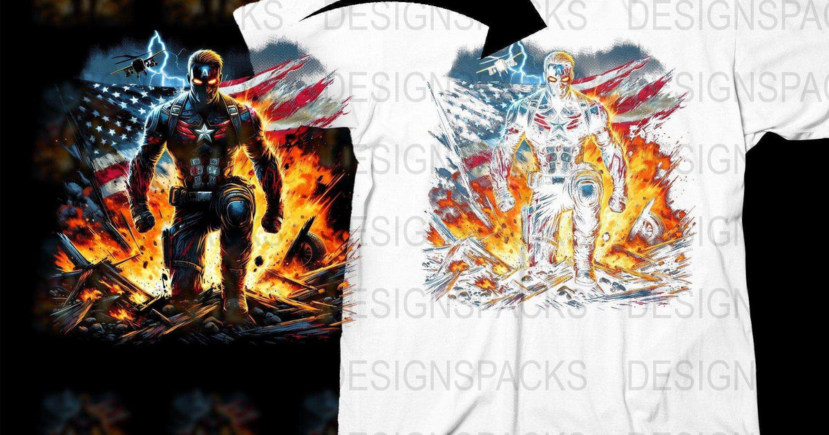 Captain America Electric Hero Action Pose Png Digital Download ...