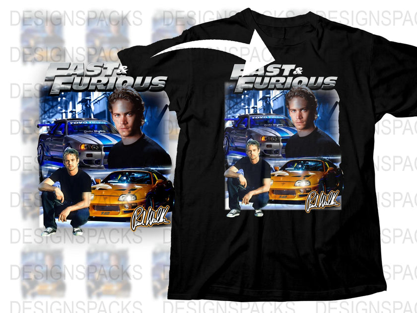 Fast Furious Paul Walker Cars Graphic Fan Art Bootleg Png Digital Down