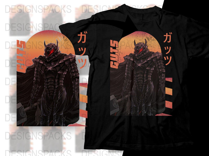 Guts Black Armor Graphic Anime Design Png Digital Download