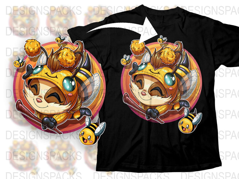 Cute Bee Cosplay Teemo Png Digital Download for Gamers and Fans