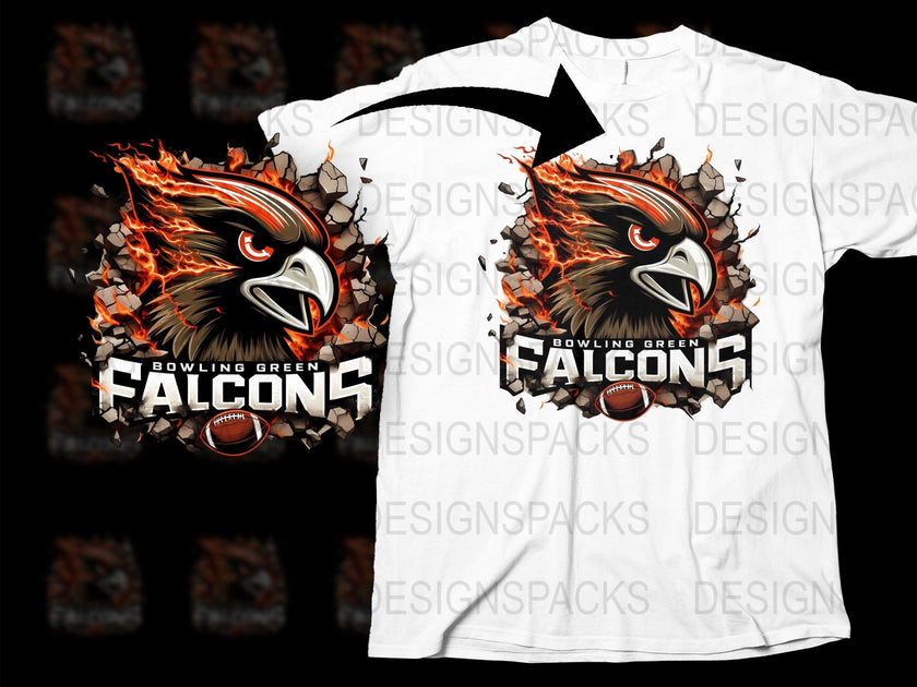 Bowling Green Falcons Fiery Game Day Spirit Png Digital Download