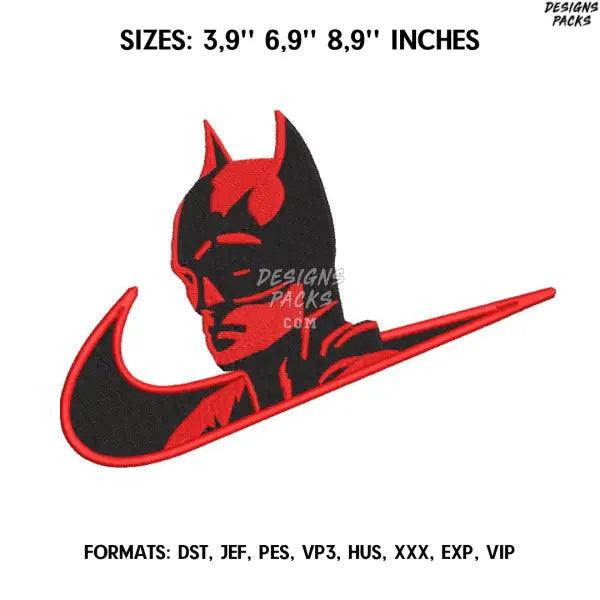 Swoosh Movie Bat Hero Embroidery Design