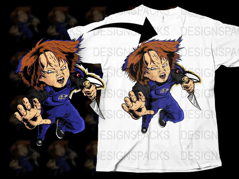 Chucky Halloween Football Inspired Png Digital Download