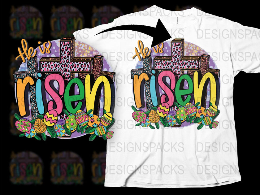 He is Risen Colorful Graphic Easter Png Digital Download
