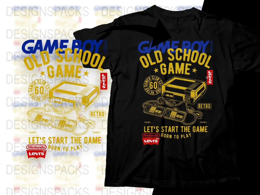Retro Old School Game Boy Graphic Design Png Digital Download