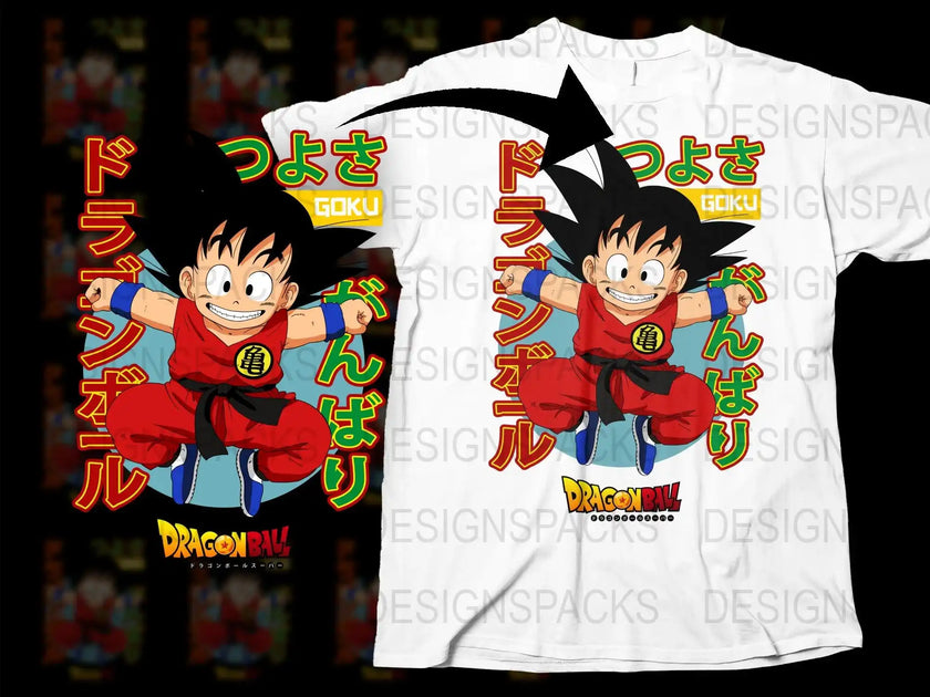 Cheerful Goku Dragon Ball Anime Graphic Png Digital Download
