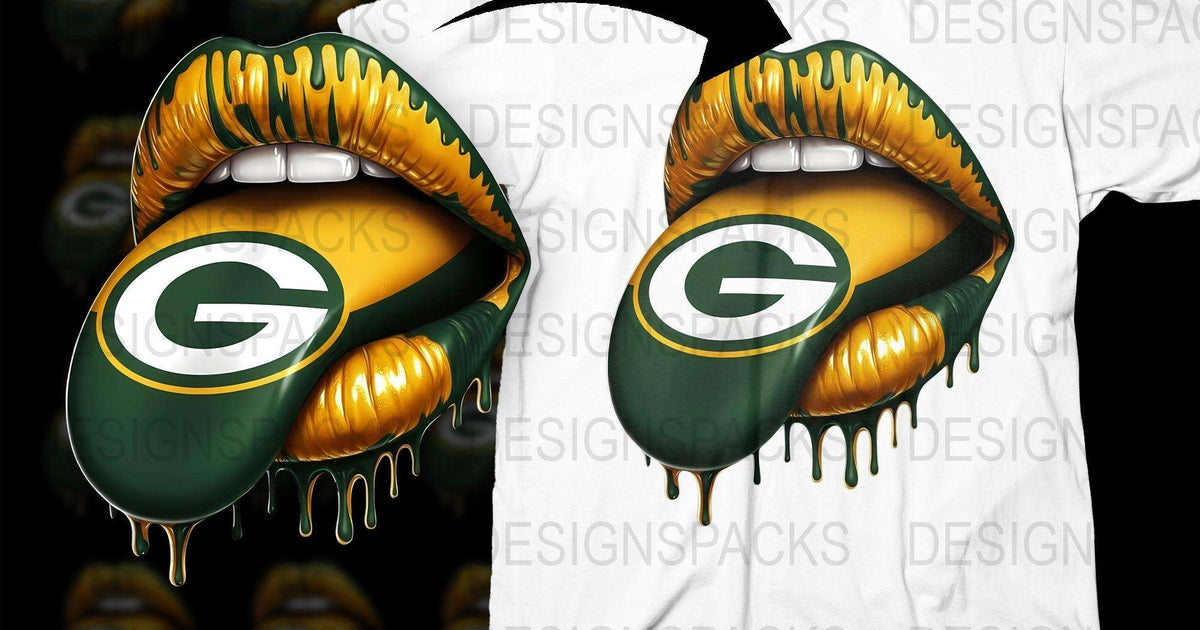 Green Bay Packers Dripping Lips Football Team Logo Png Digital Downloa ...