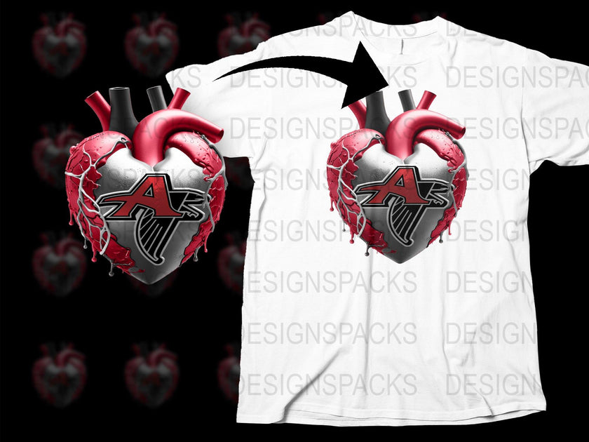Heart Atlanta Falcons Logo Graphic Png Digital Download