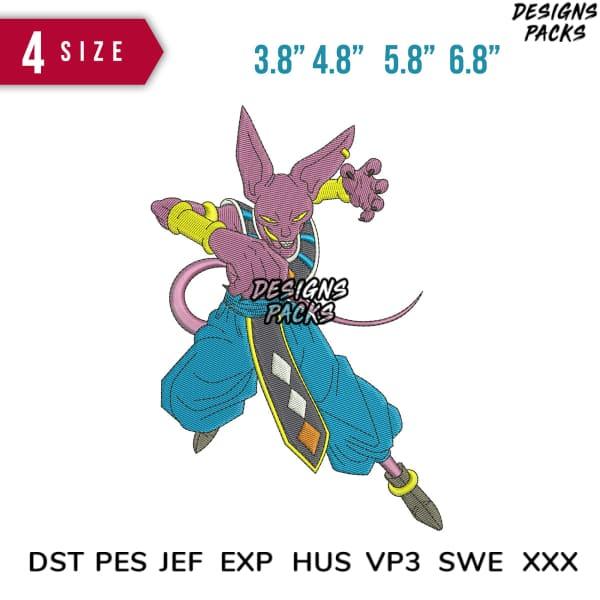 Beerus Embroidery Design 3.8" 4.8" 5.8" 6.8"