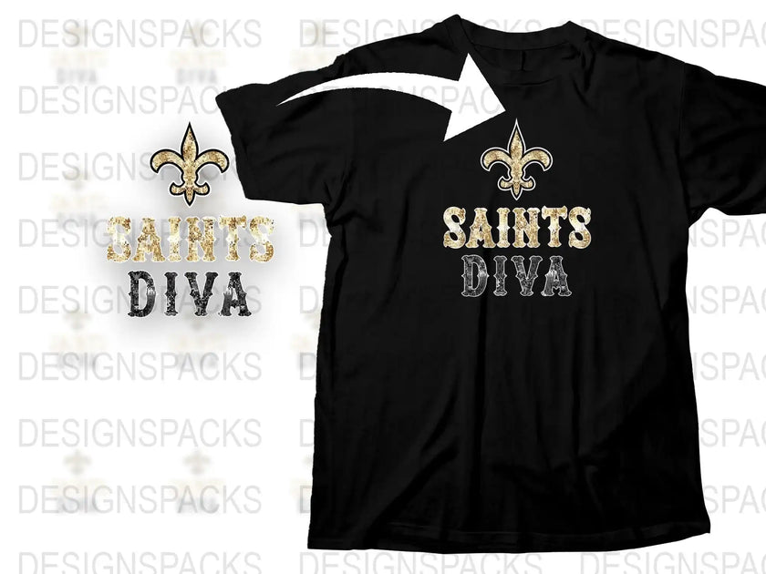 New Orleans Saints Diva Football Team Logo Design Png Digital Download