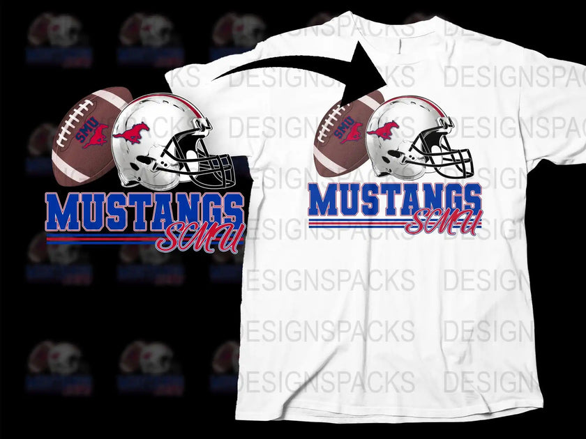 SMU Mustangs Football Themed Graphic Png Digital Download