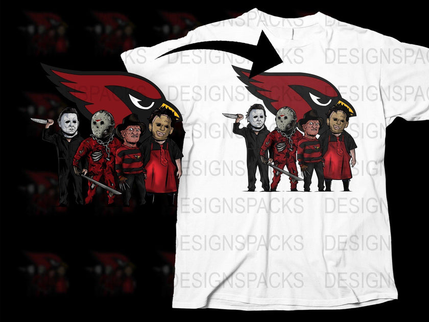 Arizona Cardinals Horror Slashers Mixed NFL Fan Art Png Digital Downlo