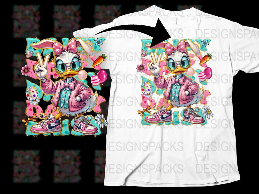 Daisy Duck Peace Easter Eggs Fun Graphic Png Digital Download