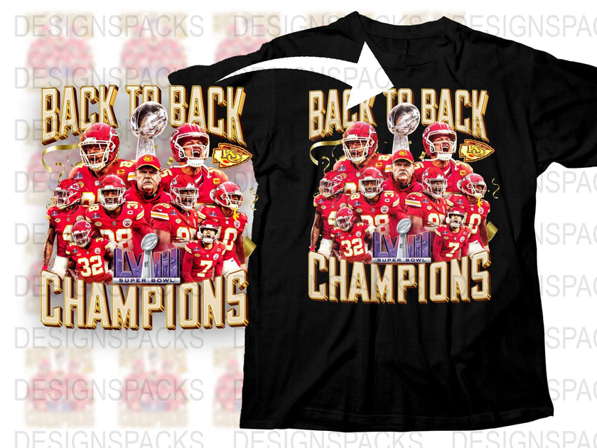 Super Bowl Back to Back Champions Png Digital Download