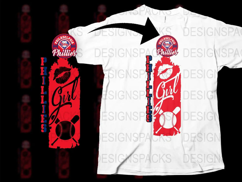 Philadelphia Phillies Girl Baseball Themed Png Digital Download