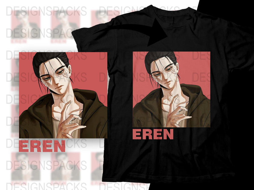 Cool Eren Anime Graphic Design Png Digital Download