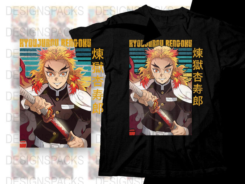 Dynamic Kyojuro Rengoku Fierce Flame Sword Png Digital Download