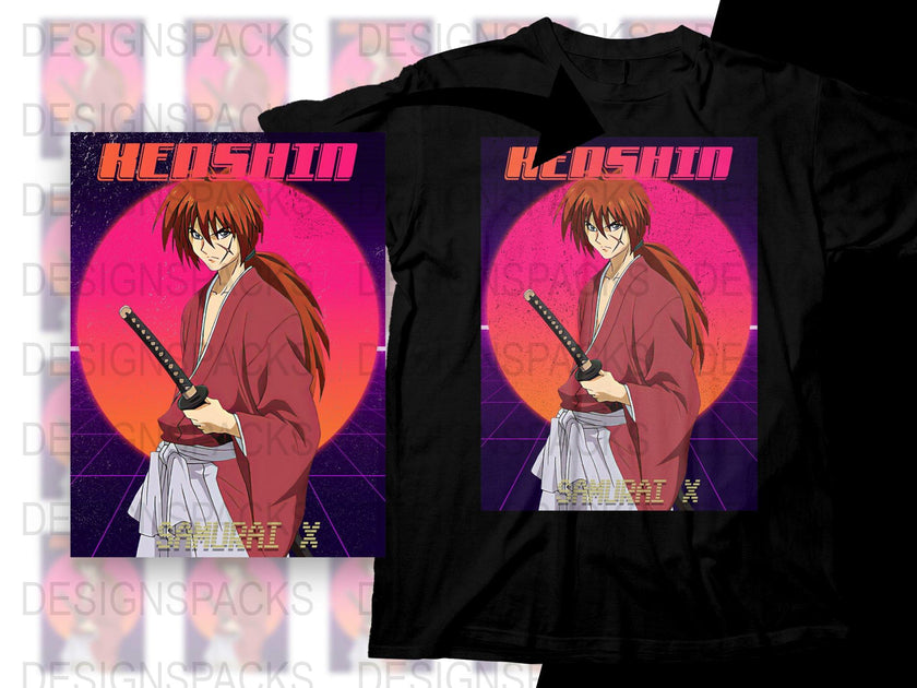 Kenshin Samurai X Retro Style Png Digital Download