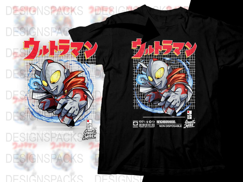 Dynamic Ultraman Art on Street Mode Png Digital Download