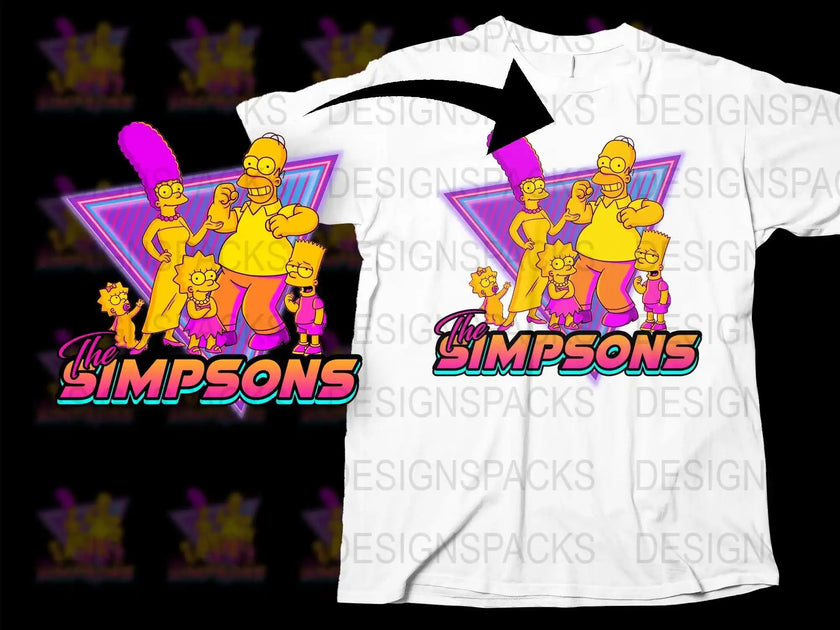 The Simpsons Family Graphic Retro Style Png Digital Download