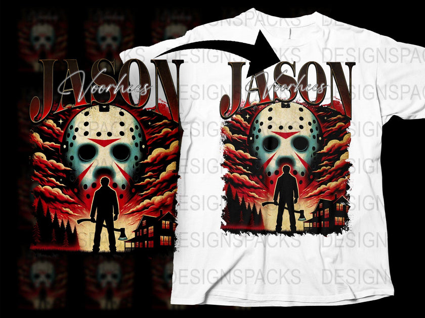 Jason Voorhees Graphic Horror Movie Theme Png Digital Download