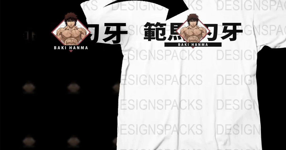Baki Hanma Anime Character Japanese Text Design Png Digital Download ...