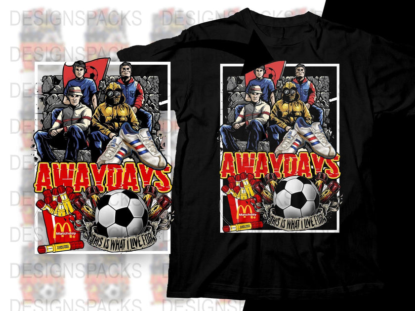 AWAYDAYS Retro Soccer Fan Art Graphic Png Digital Download