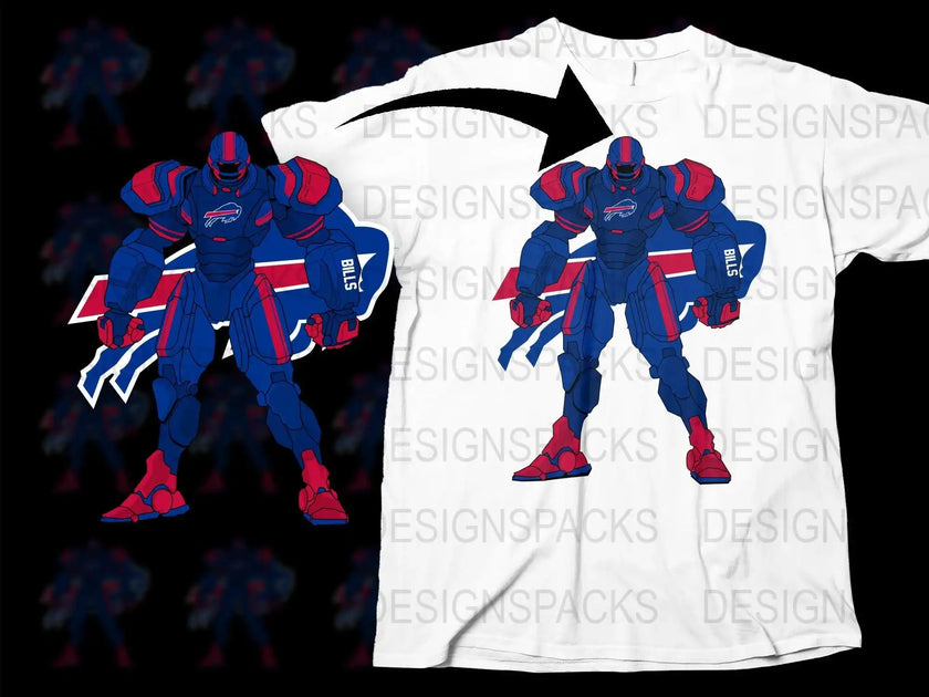 Buffalo Robot NFL Team Fan Art Graphic Png Digital Download