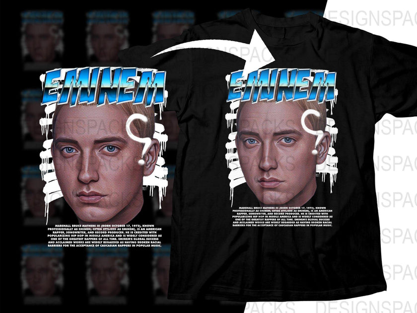 Eminem Illustrated Portrait Face Graphic Png Digital Download