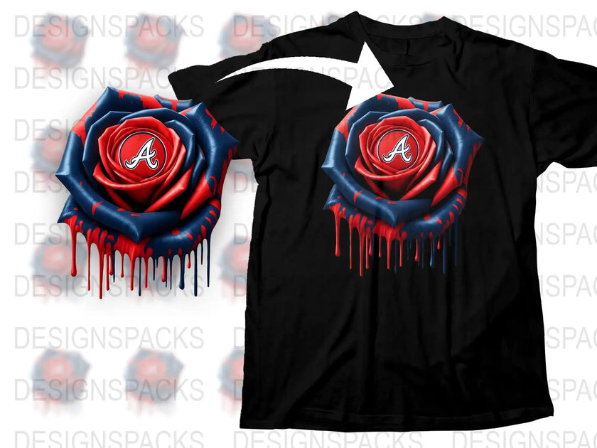 Atlanta Braves Rose Dripping Paint Baseball MLB Team Png Digital Downl