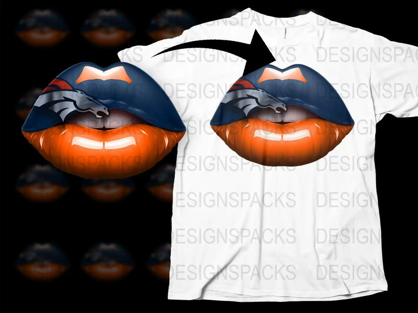 Denver Broncos Lip Art Graphic Design Png Digital Download