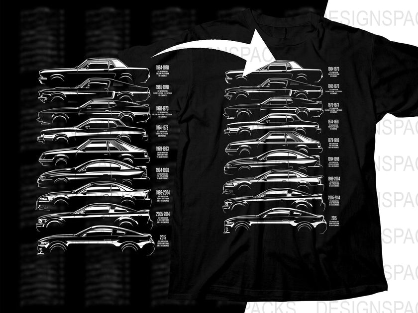 Evolution of Muscle Cars Line Art Exclusive Png Digital Download