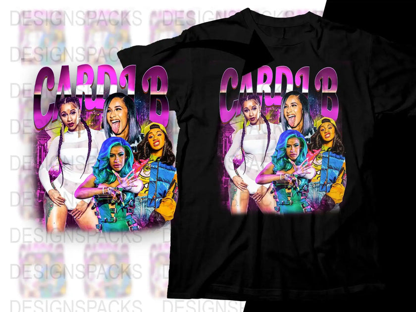 Colorful Collage of Cardi B Fan Art Bootleg Png Digital Download