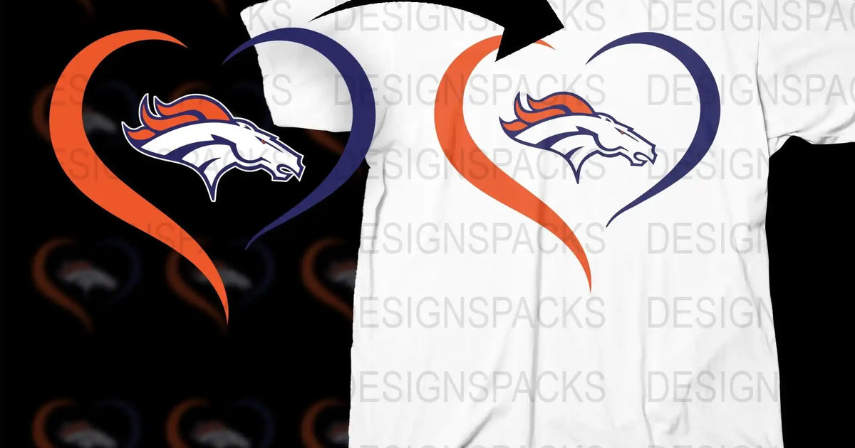 Denver Broncos Love Heart Football Team Logo Png Digital Download ...