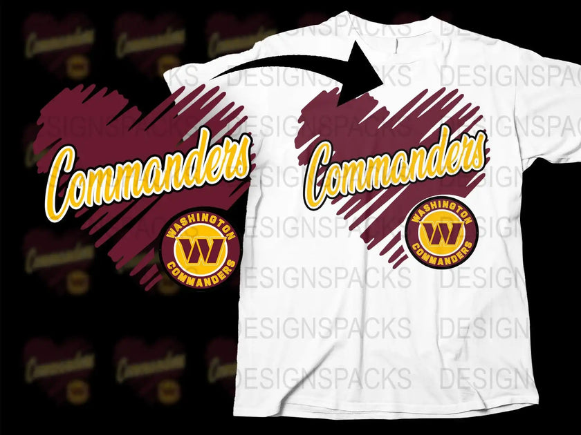 Washington Commanders Heart Design Png Digital Download