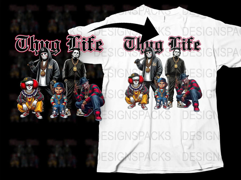 Thug Life Halloween Characters Graphic Png Digital Download